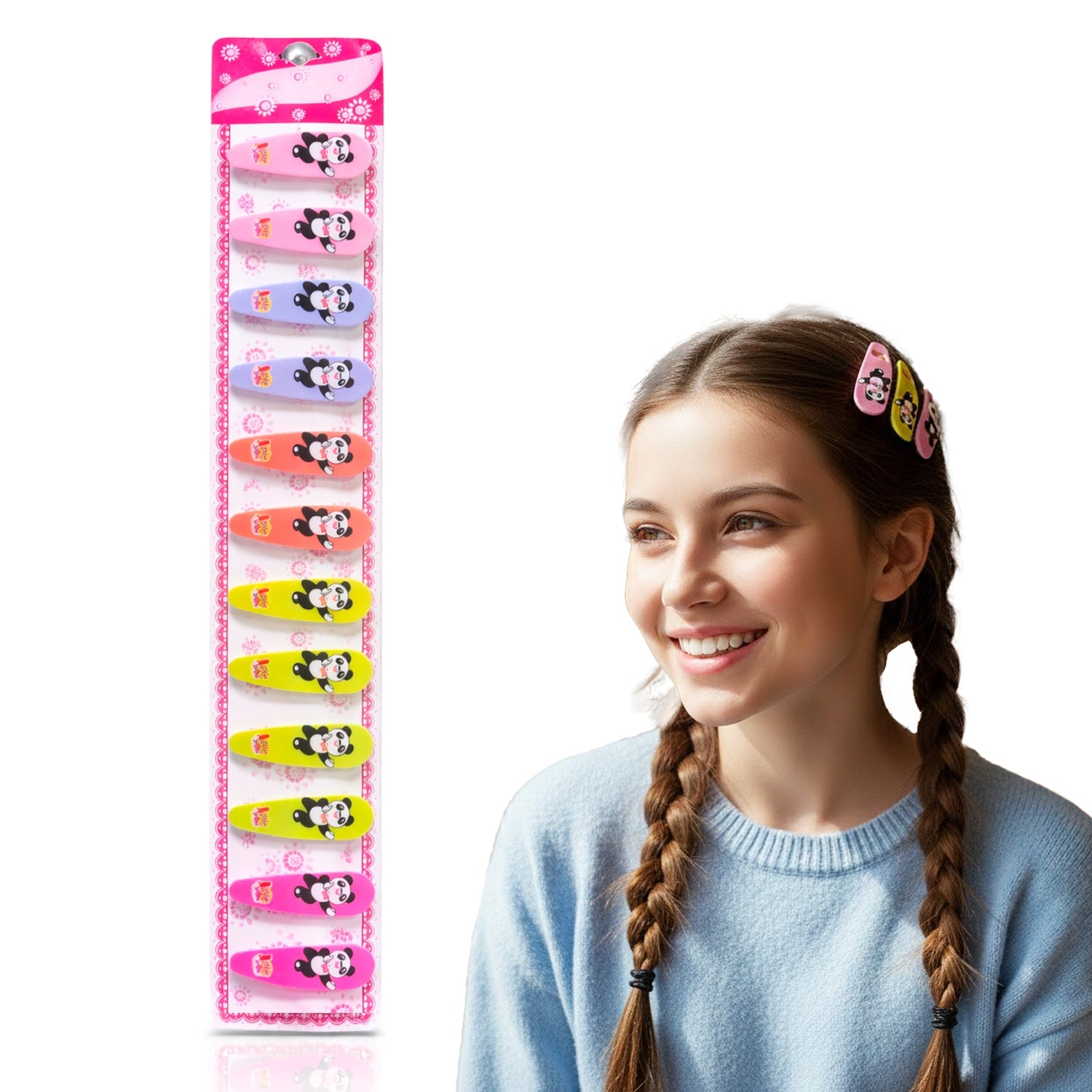 Korean Design Panda Tic Tac Hair Clips - 12 Pcs – Moon Kuwait